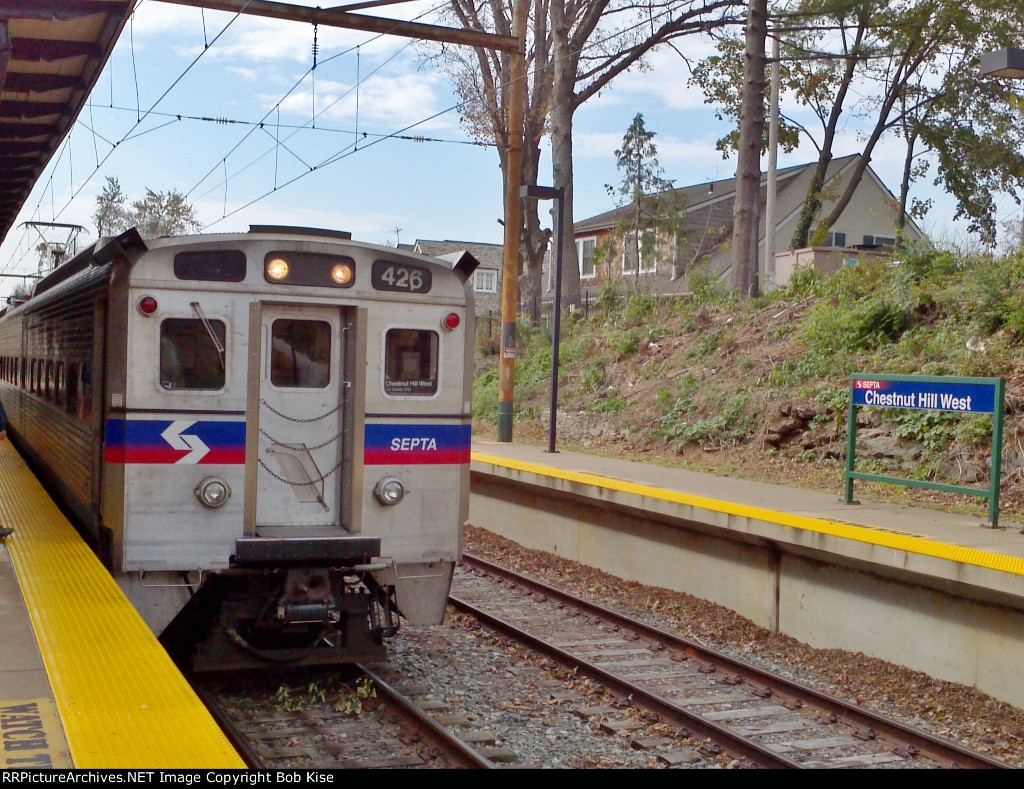 At Chestnut Hill West on the old PRR, 10:55 a.m.